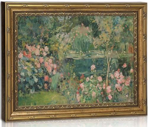 Amazon.com: Vintage Gold Framed Floral Landscape Canvas Wall Art Rose ...