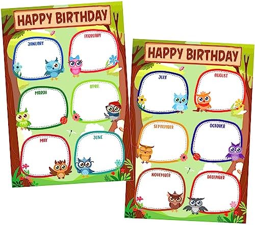 Amazon.com : FaCraft 2PCS Birthday Chart Poster for Classroom Reusable ...