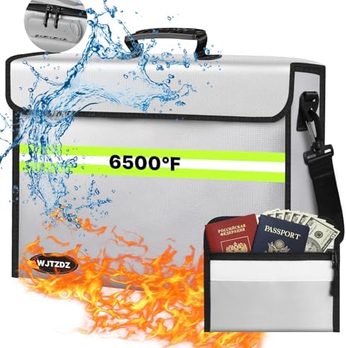 Large Fireproof Money Bags with Lock-6500°F Fireproof Document Box,10 ...
