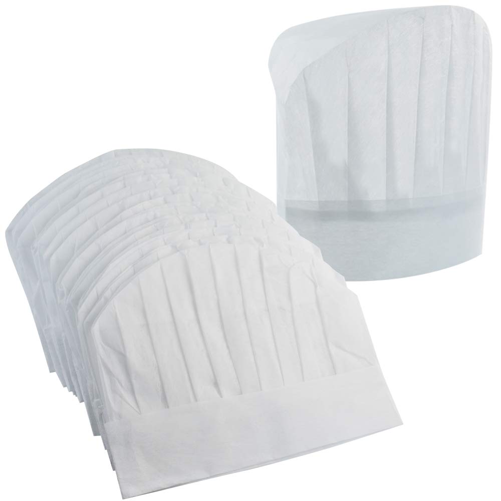 Chef Hats 40 Pcs Disposable Non-Woven Chef Supplies 9" White Culinary ...
