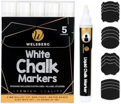 Extra Fine Tip White Chalk Pens (4 Pack 1mm Nib) - White Dry Erase ...