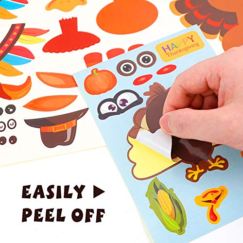 Snapklik.com : 15 PCS Thanksgiving Make-A-Turkey Stickers, Fall Window ...