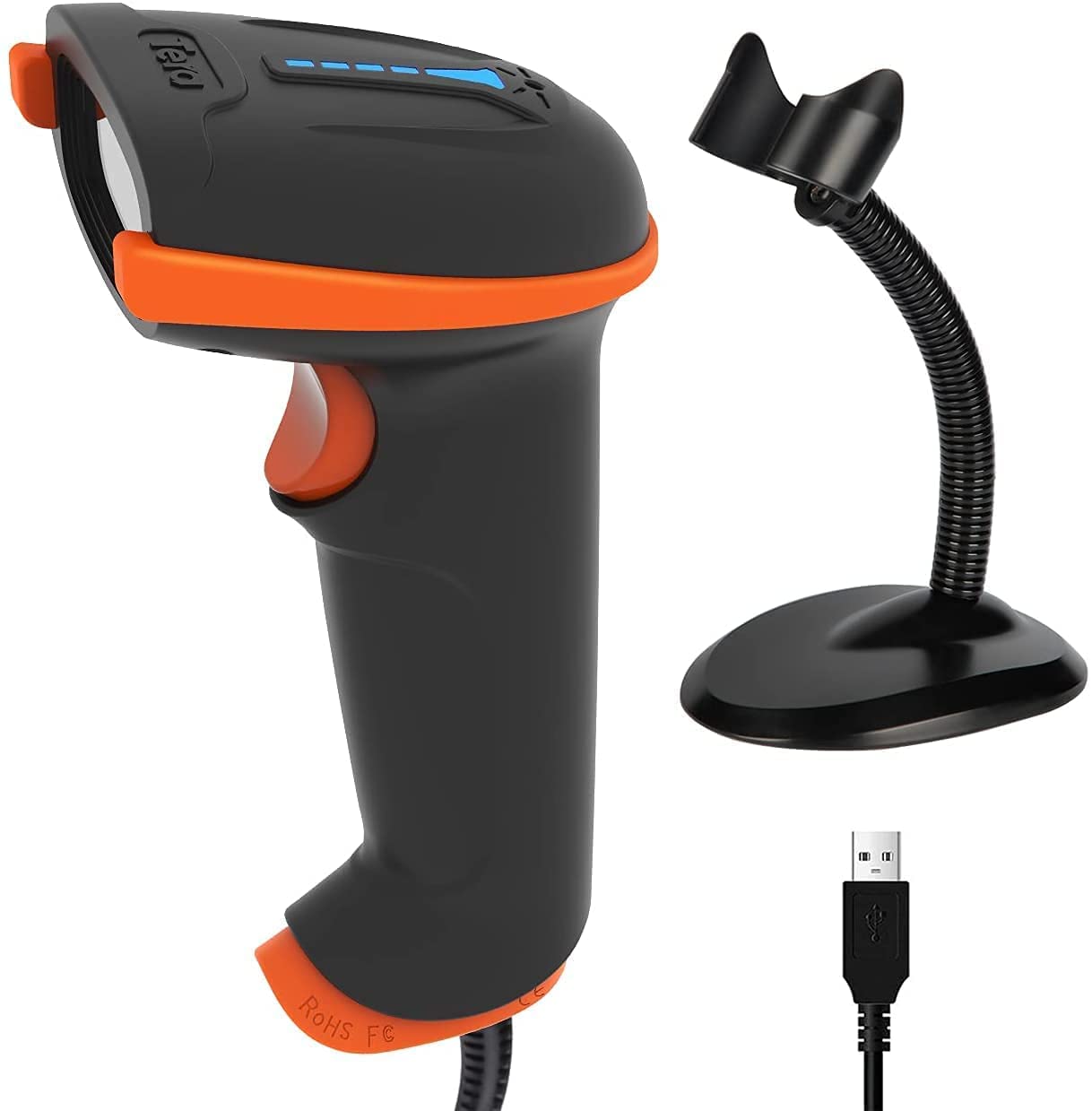 Tera 1D Barcode Scanner USB Wired with Stand, Long Range High Speed ...