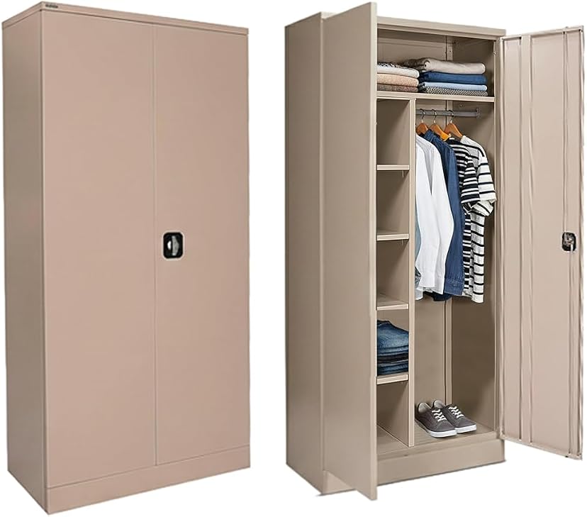 Rigid Steel Home Cupboard With Hanging Rod And Adjustable Shelves ...