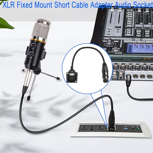QIANRENON XLR Fixed Mount Short Cable Adapter Audio Socket 3Pin XLR ...