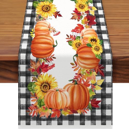 Amazon.com: 72 x 13 Inch Fall Pumpkin Table Runner - Autumn Harvest Pumpkin and Birdhouse ...