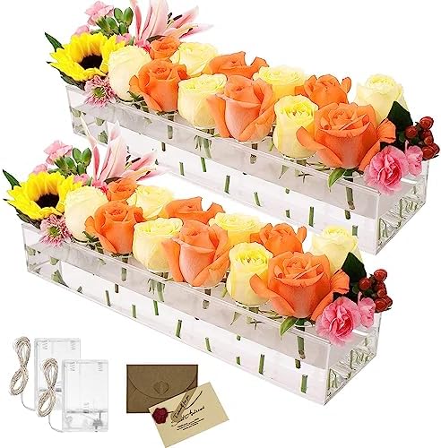 Amazon.com: 2 Pack Clear Acrylic Flower Vase Rectangular Floral ...
