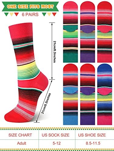 Amazon.com: 6 Pairs Mexican Socks Adult Mexican Fiesta Party Favor ...