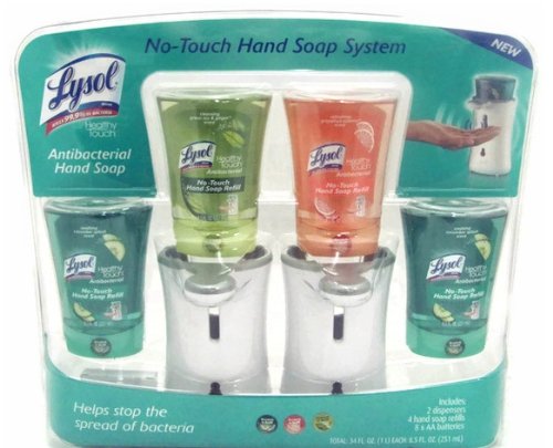 Amazon.com : Lysol No-Touch Hand Soap System, 2 Dispenser with 4 Soap ...