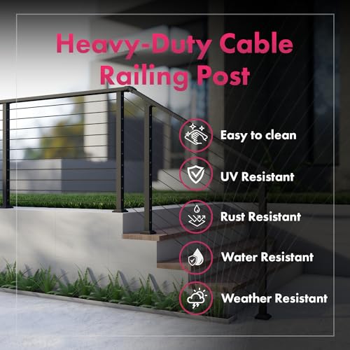 Snapklik.com : CR Fence & Rail Level Drilled Cable Railing Post, 2pcs ...