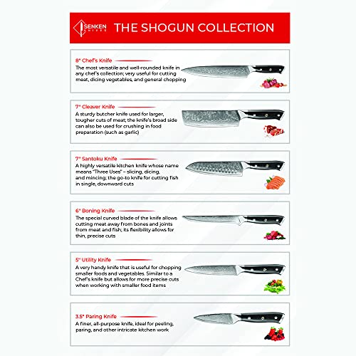 SENKEN 6-Piece Damascus Steel Kitchen Knife Set – Shogun Collection ...