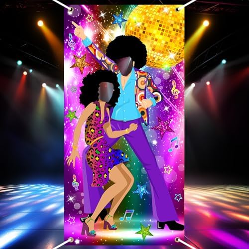 Amazon.com: Blulu Disco Party Decoration 70s Dance Backdrop Large Disco ...