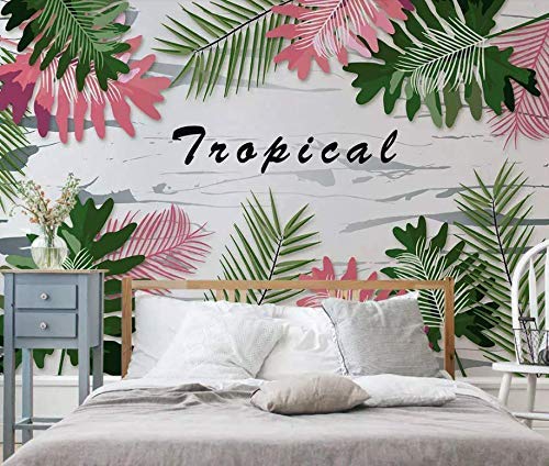Amazon.com: Murwall Leaf Wallpaper Colorful Tropical Leaves Wall Mural ...