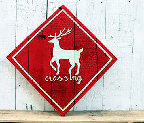 Amazon.com: Rustic Reindeer Crossing Wood Sign for Christmas Home Decor ...
