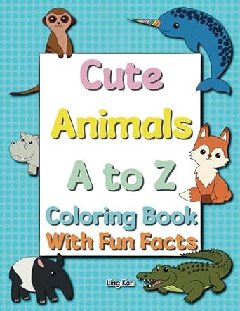 Cute Animals A to Z Coloring Book With Fun Facts | Amazon.com.br