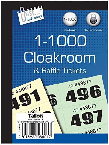 2 X Cloakroom/Raffle Tickets - Book of 1000 in Pack of 10 : Amazon.co ...