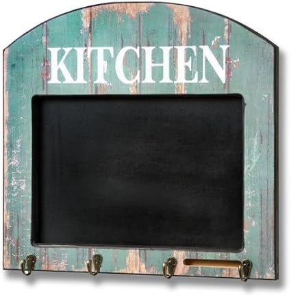 Kitchen Memo Board With Wall Hooks - Distressed Vintage Style Wooden ...