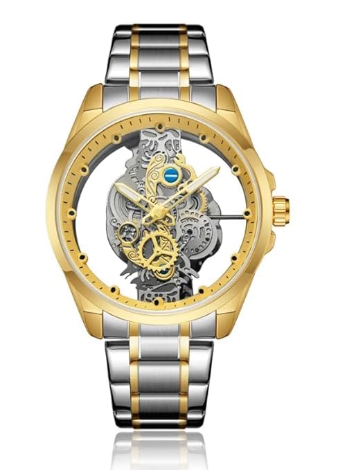 Clocksy Skeleton Silver Putone watch with transparent skeleton dial ...