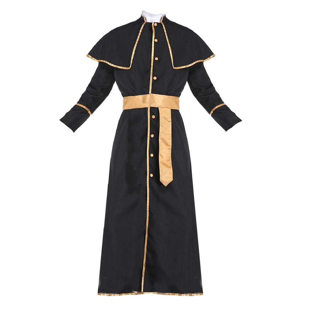Buy MYADDICTION Priest Men Cassock Robe Cloak with Belt Minister ...