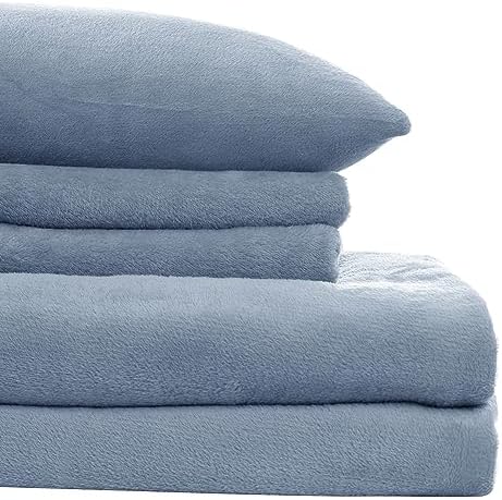 Viviland Plush Micro Fleece Queen Bed Sheet Set - Soft Polar Fleece ...