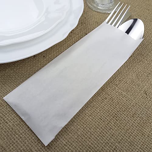 Amazon.com: White Kraft Paper Silverware Bags - Utensil Holders For DIY ...