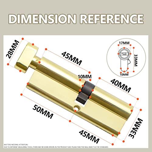 Bwintech 95mm(45/50T) Brass Euro Cylinder Lock,Door Barrel Lock ...