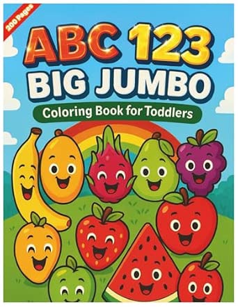 ABC 123 Big Jumbo Coloring Book For Toddlers: Giant 200-Page Activity ...
