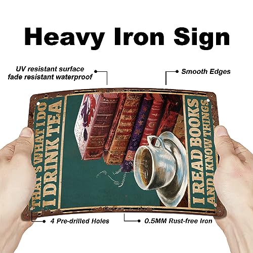 SUPERDANT Drink Tea Metal Tin Sign Reading Metal Signs Retro Book Theme ...