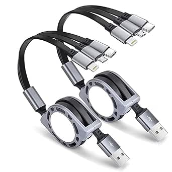 Multi Retractable 3.0A Fast Charger Cord, Multiple Charging Cable 4Ft/1 ...