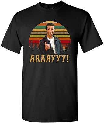T-Shirt Vintage Fonzie Happy Days Sitcom Maglietta nera XL : Amazon.it ...