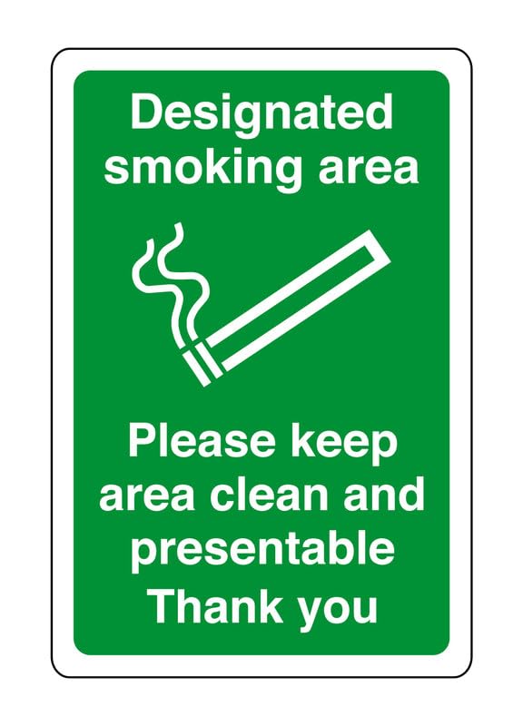 Dsignated smoking area please keep area clean and presentable thank you ...