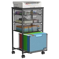 Amazon.com: Rolling File Cart with 4 Storage Drawers, Filing Cabinet ...