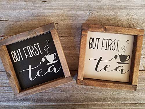 Amazon.com: But First Tea - Wood Framed Mini Box Sign : Home & Kitchen