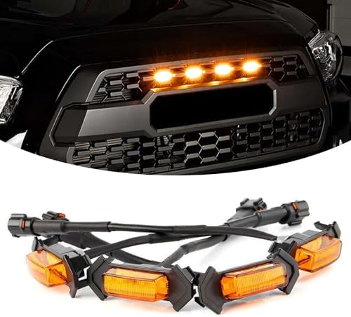 UZZH 4PCS LED Grill Lights for Trucks, Amber LED Lights with Wire ...