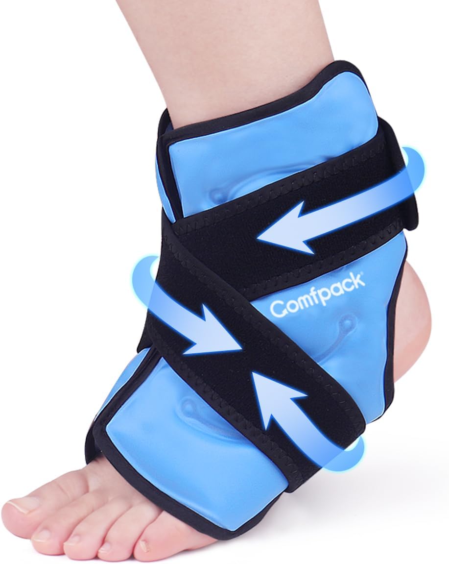Comfpack Ankle Ice Pack Wrap for Swelling, Reusable Hot Cold ...