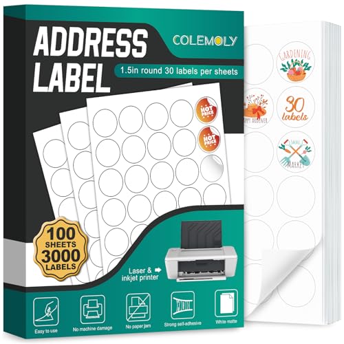 Snapklik.com : Address Labels 1-1/2” Round For Laser And Inkjet ...