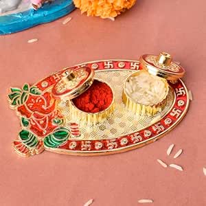 SATVIK 1 Pc Kankavati Multicolor Roli Chawal/Rice Holder, Akshata ...