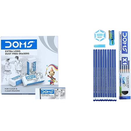 Doms Non-Toxic Dust Free Extra Long Eraser Set in Cardboard Box (Pack ...