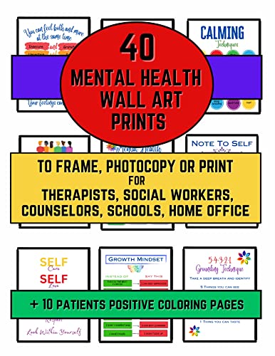 40 MENTAL HEALTH WALL ART PRINTS: For therapists, counselors and social ...