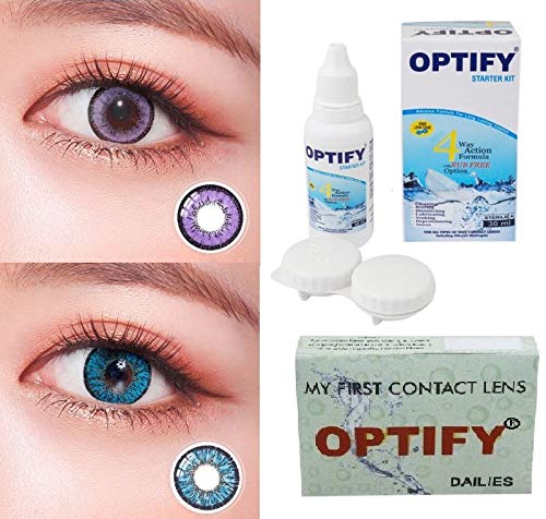 Buy Optify Voilet,Aquablue Monthly Colored Contact Lenses For Eye Men ...
