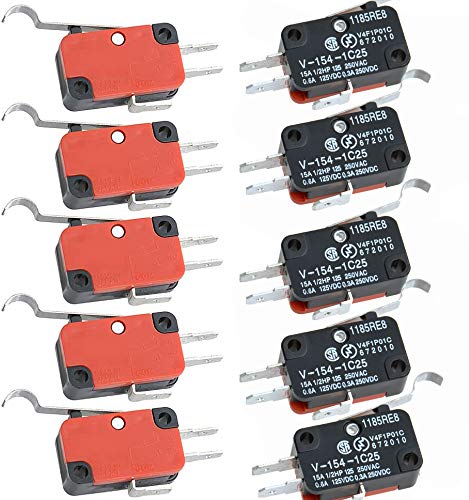 KELJAY 10Pcs V-154-1C25 Roller Lever Arm SPDT NO/NC Momentary Mini ...