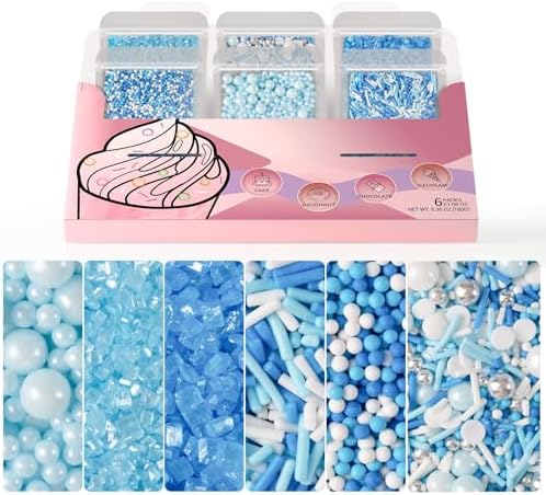Amazon.com: HUEBEATY 6-in-1 Edible Blue and White Winter Sprinkles for ...