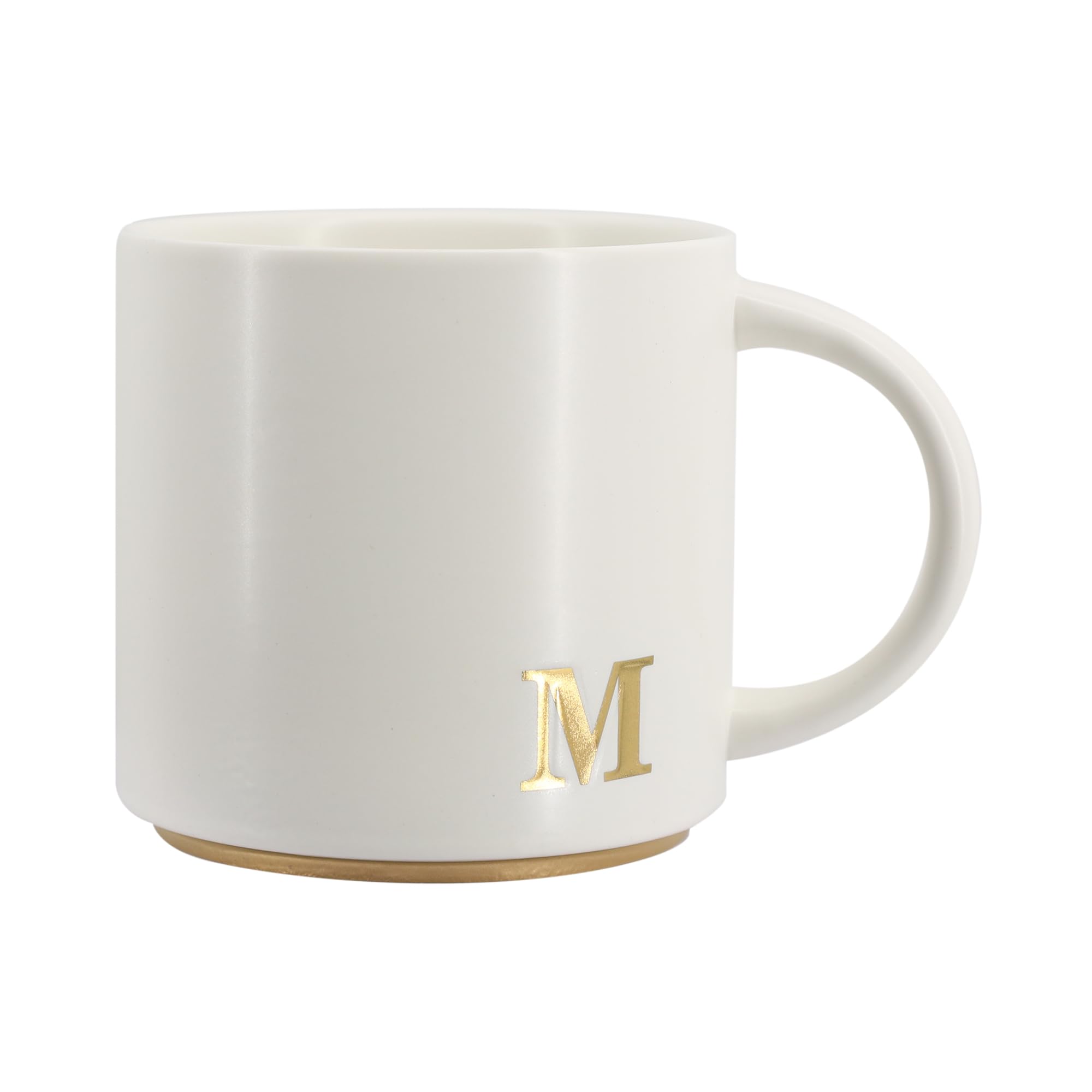 Amazon.com: COLLECTIVE HOME - Monogram Ceramic Mugs, 15 oz Golden ...