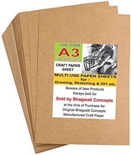 Lakeer 300 GSM A3 Kraft/Craft Paper Craft Liner Sheet for DIY Craft ...