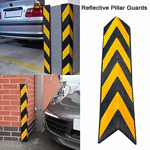 LADWA 800mm, 3 Pieces Parking Safety Pillar Guard, Rubber Corner L ...