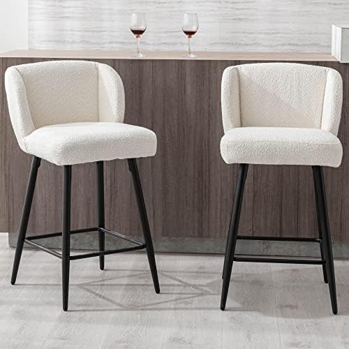 Amazon.com: Coolazy Counter Height Bar Stools Set of 4,360° Swivel Faux ...