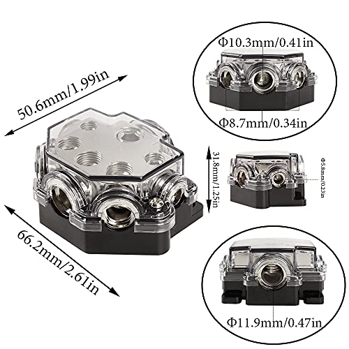 Snapklik.com : Amp Power Distribution 5 Way,1X0 AWG Gauge In 2/4/8 AWG ...