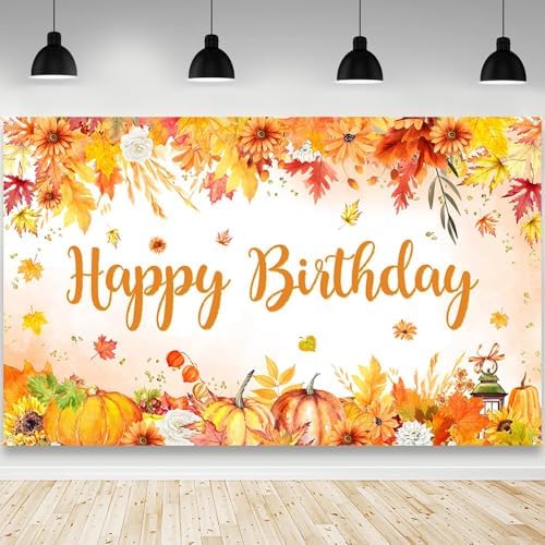 Amazon.com : AIBIIN Fall Birthday Backdrop Happy Birthday Photography ...