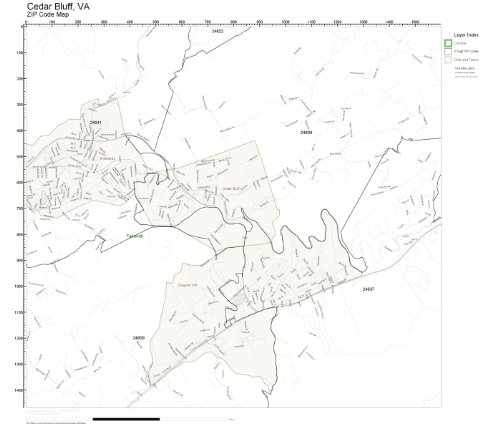 Amazon.com : ZIP Code Wall Map of Cedar Bluff, VA ZIP Code Map ...