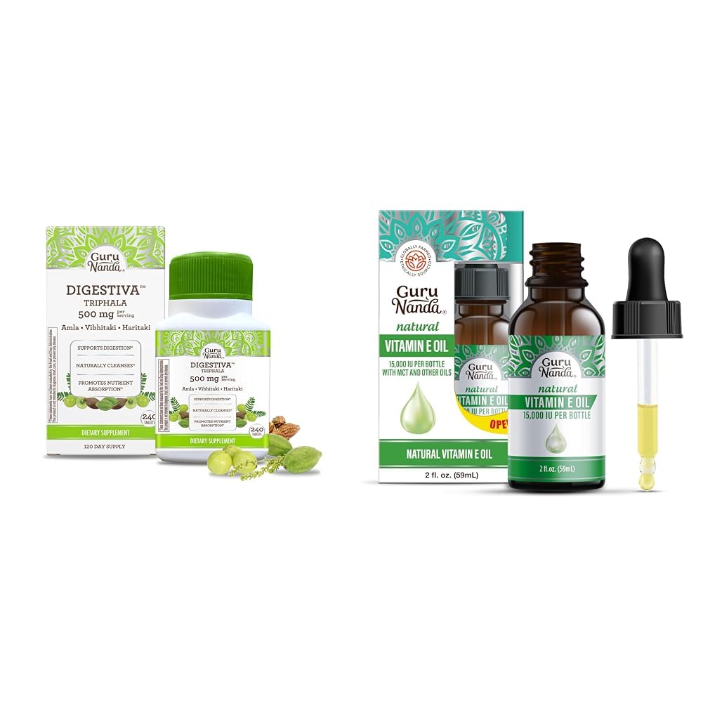 Amazon.com: GuruNanda Digestiva Triphala (240 Tablets) & Vitamin E Oil ...